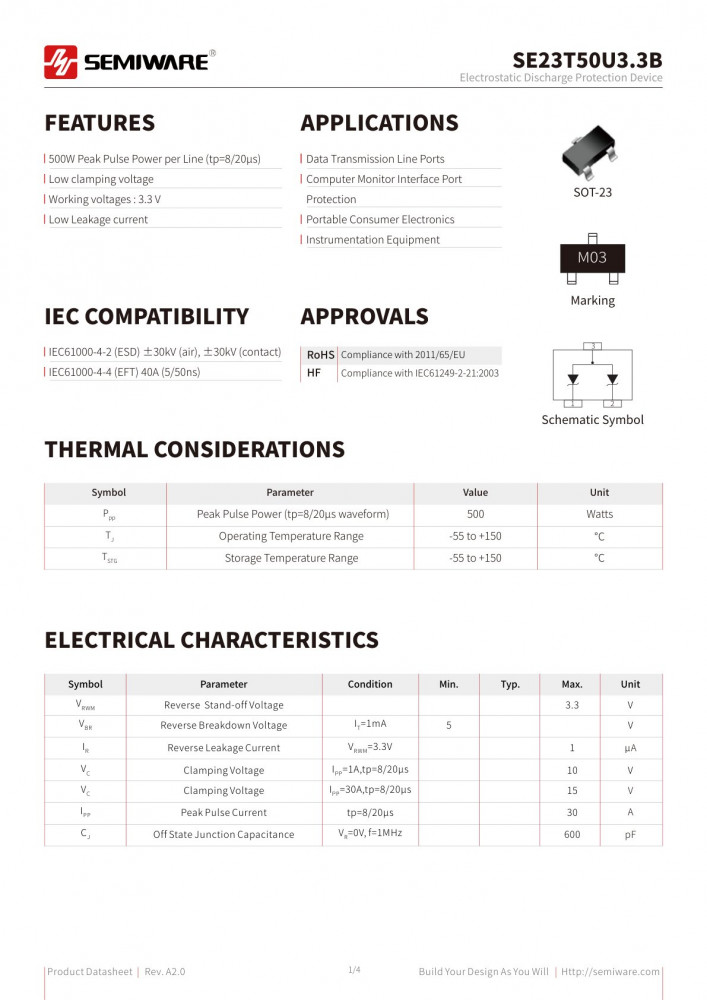 SE23T50U3.3B datasheet page 1