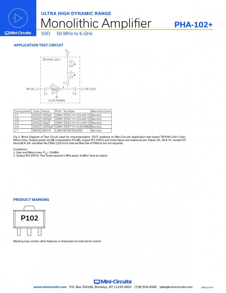 PHA-102+ technical document page 5
