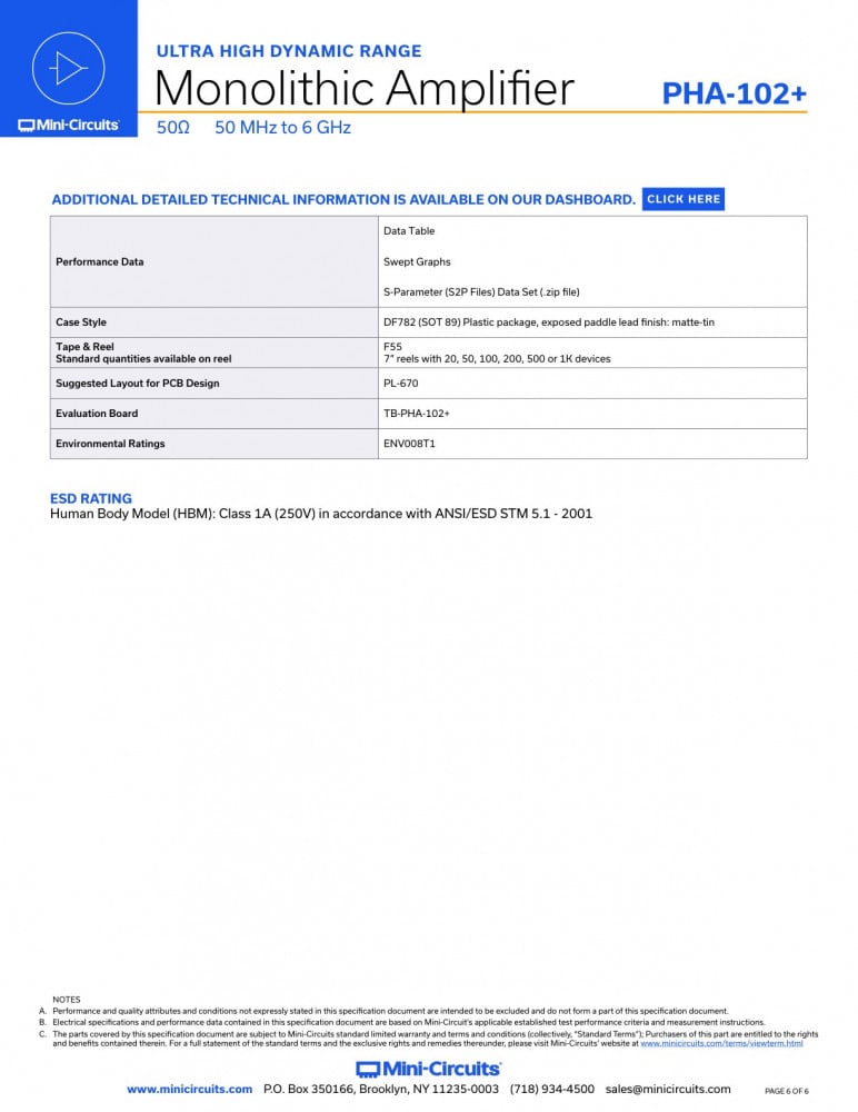 PHA-102+ technical document page 6