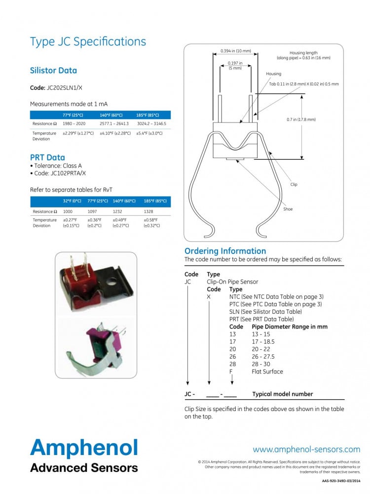 Amphenol sensor datasheet page 4