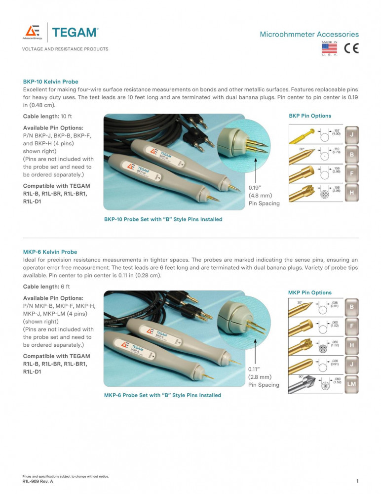 Portable bond meter accessory documentation page one
