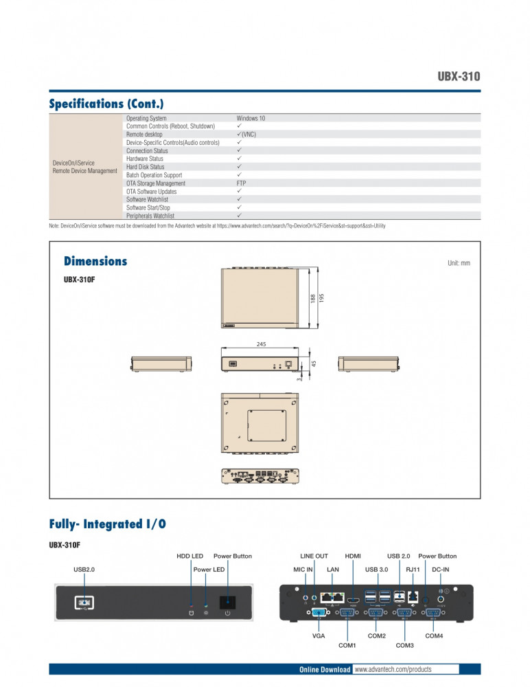 UBX-310 technical document page 2