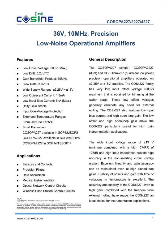 COSOPA227USR datasheet page 1