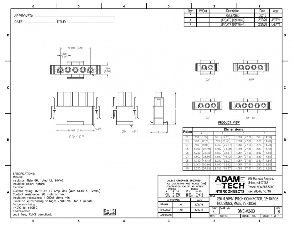 ADAM TECH DME-M2-04 technical drawing