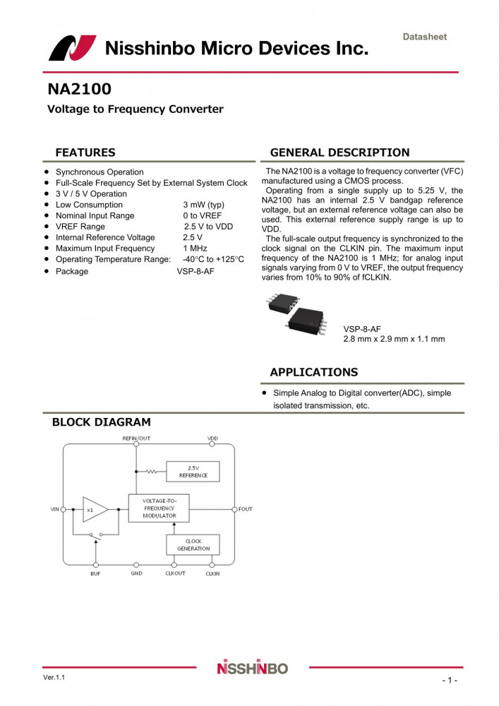 NA2100 datasheet page 1