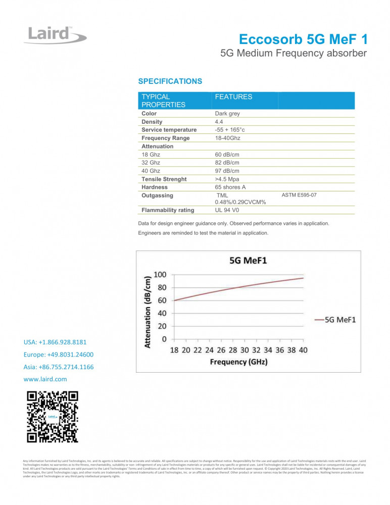 Laird ECCOSORB 5G MeF1 technical document, page 2