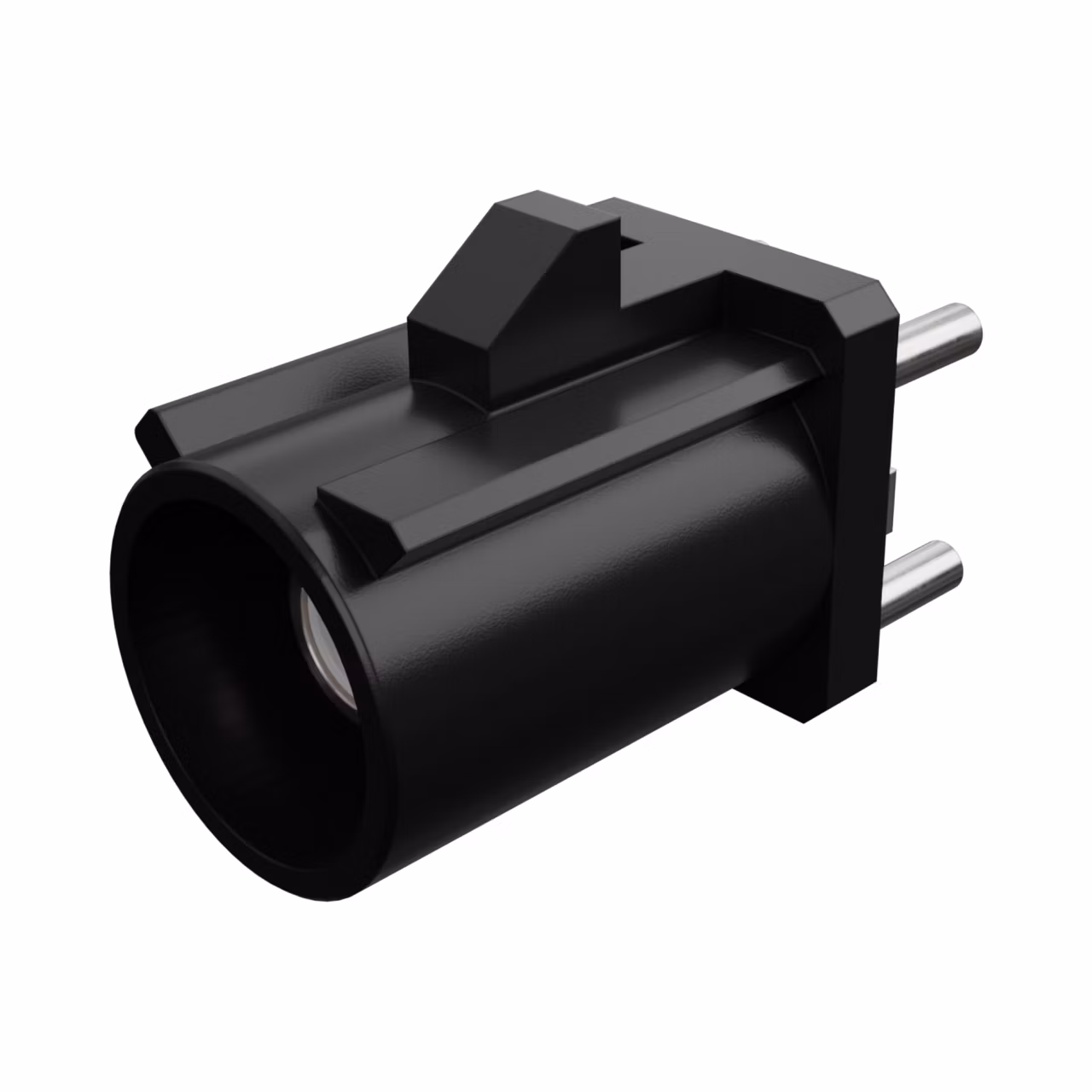 FAKRA Jack, Straight, PCB Receptacle, Through Hole, Die Cast Body, Tin (Sn) Plated, Keying Code A, Black, 50 Ohms for sale