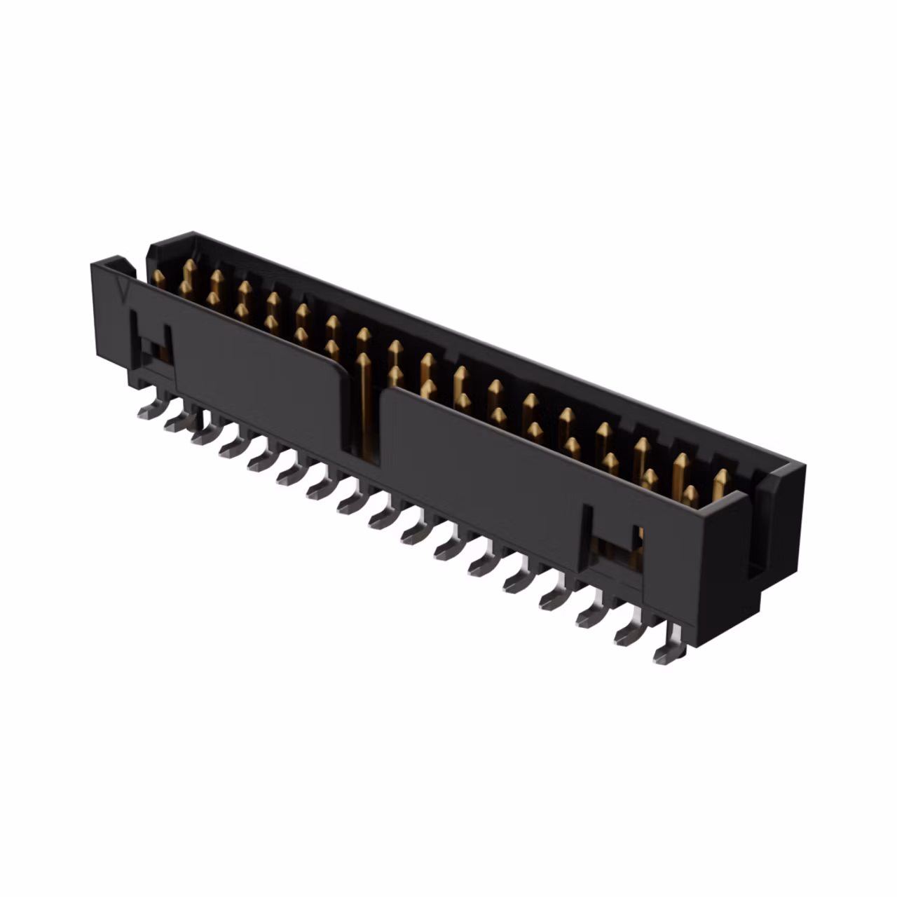 2.00mm Pitch, Milli-Grid PCB Header, Dual Row, Vertical, Surface Mount, Shrouded, 34 Circuits, 0.05µm Gold (Au) Plating, Dual Side Slots, Dual Friction Locks, Center Polarization, with Pegs, Tape and Reel for sale