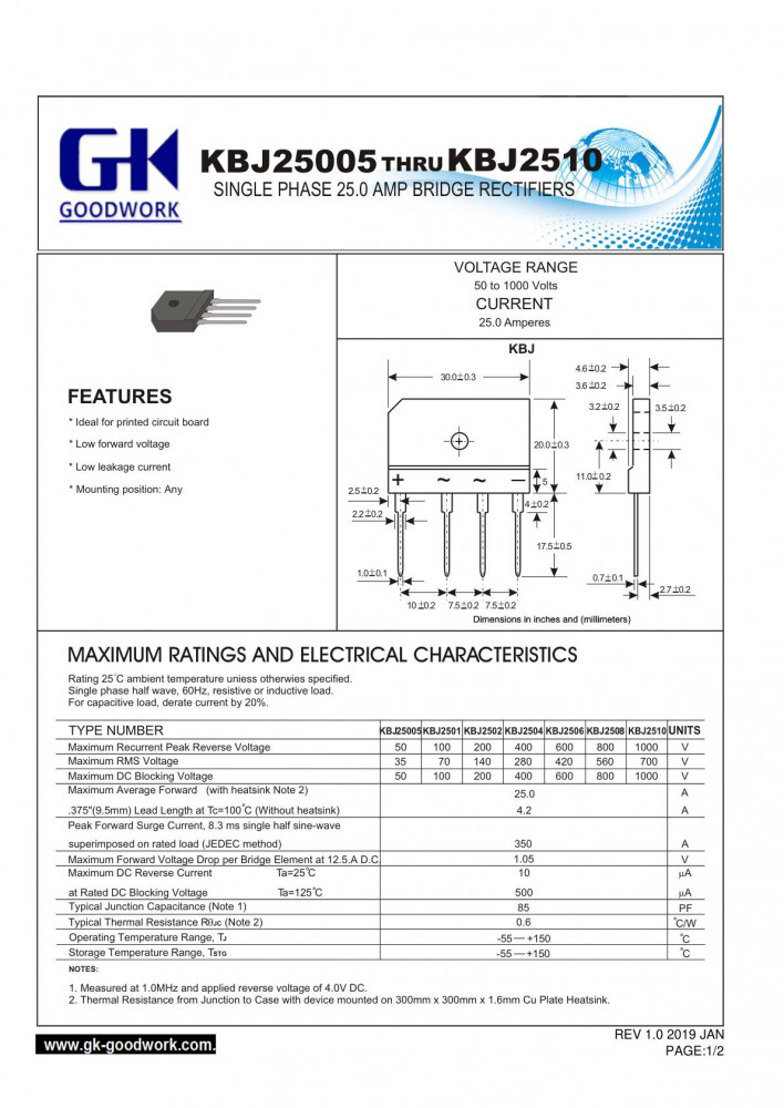 GOODWORK KBJ2510 datasheet page 1