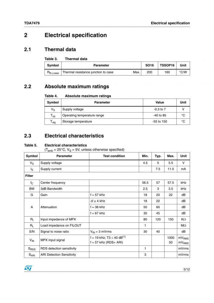 TDA7479ADTR datasheet page 5
