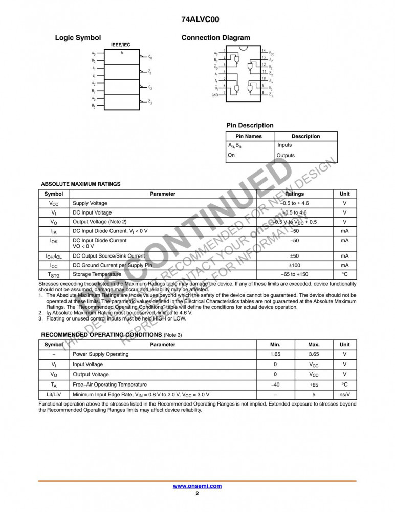 74ALVC00 datasheet page 2