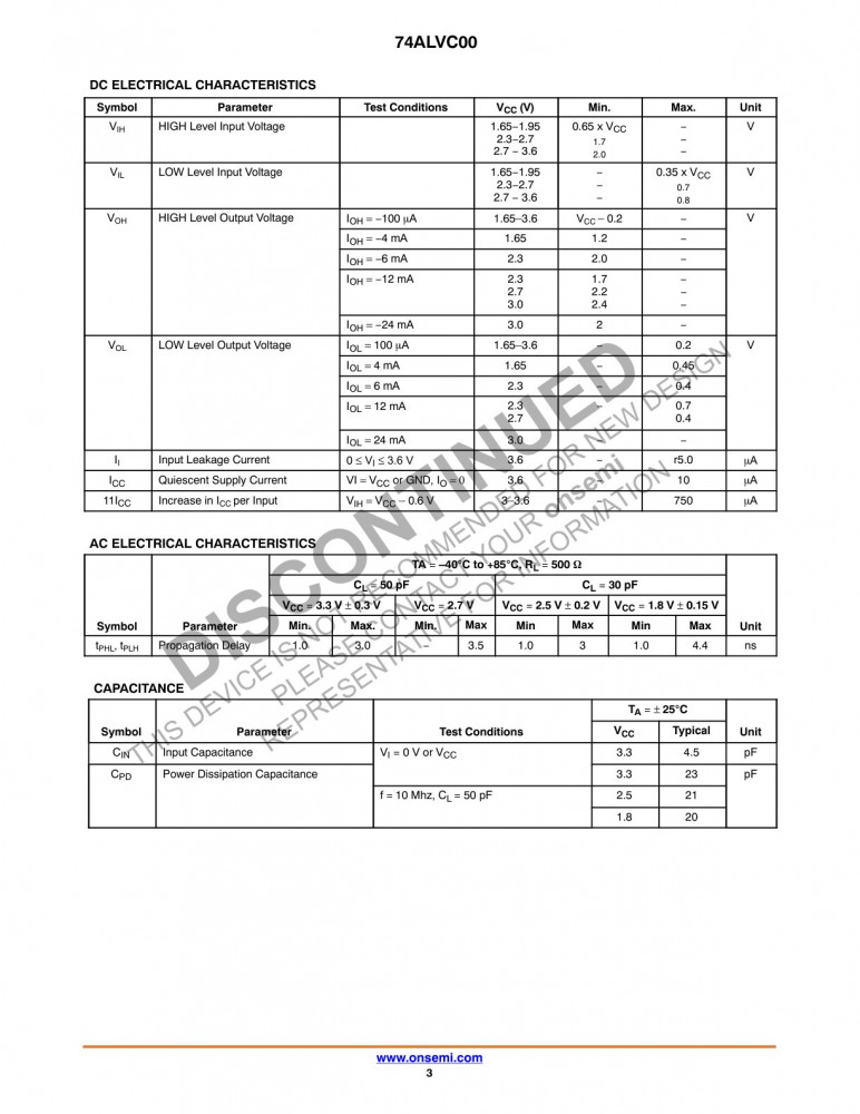 74ALVC00 datasheet page 3
