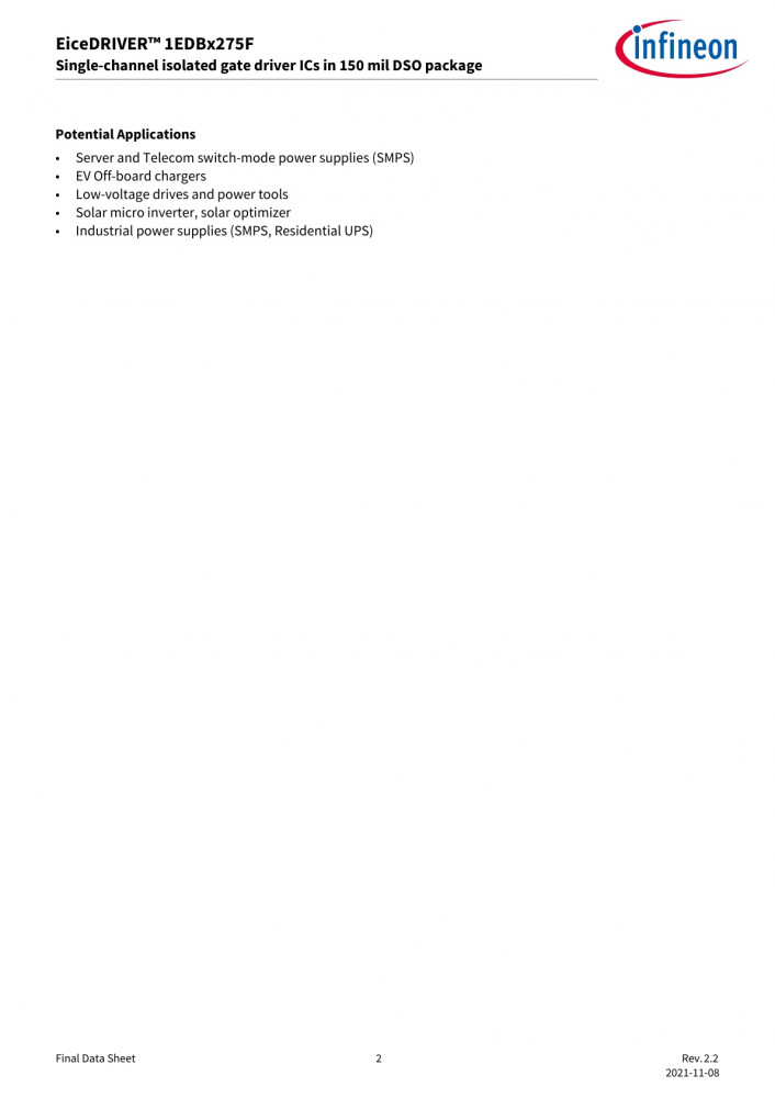 Infineon 1EDB8275F datasheet page 2
