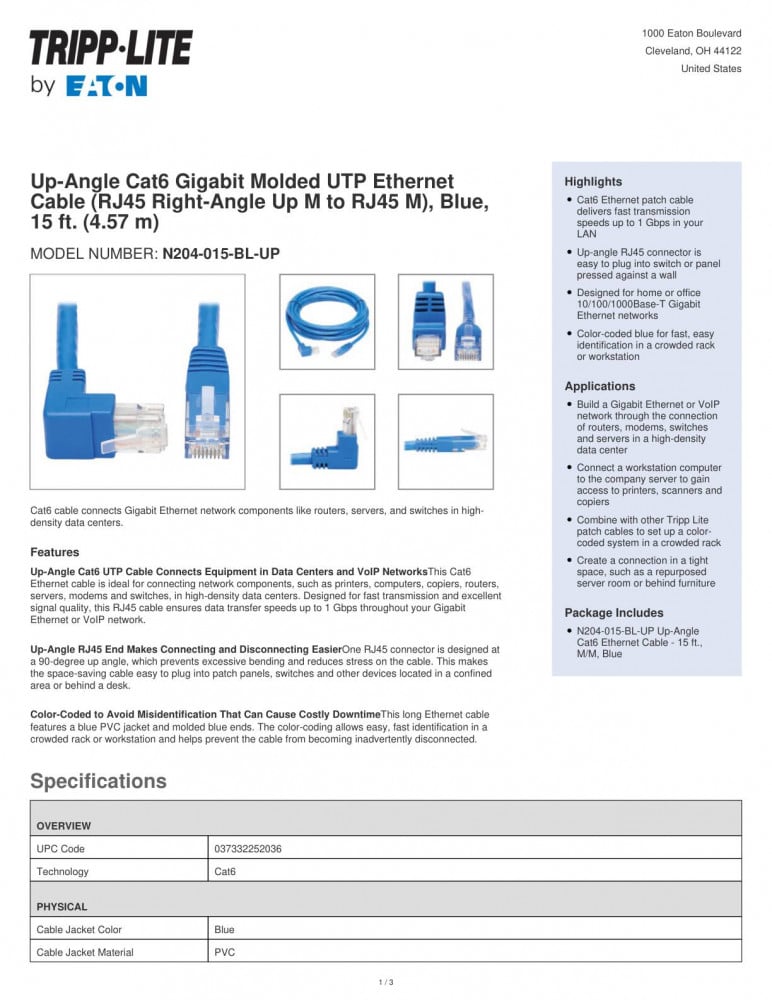 N204-015-BL-UP technical document page 1