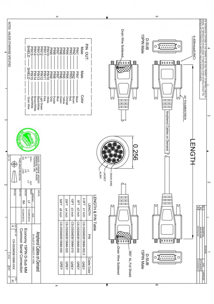 CS-DSSMDB15MM-005 technical drawing