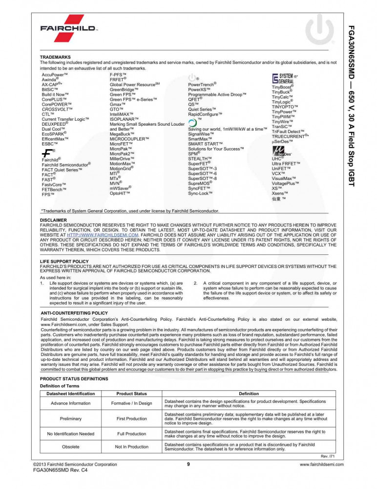 FGA30N65SMD datasheet page 9