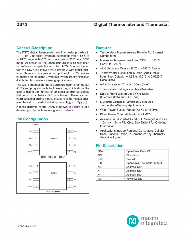 DS75 datasheet page 1