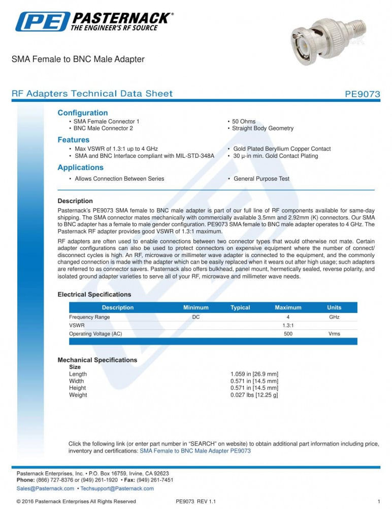 PE9073 datasheet page 1