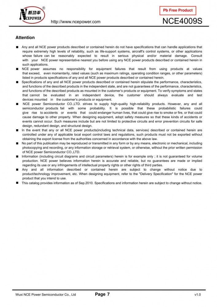 NCE4009S datasheet page 7