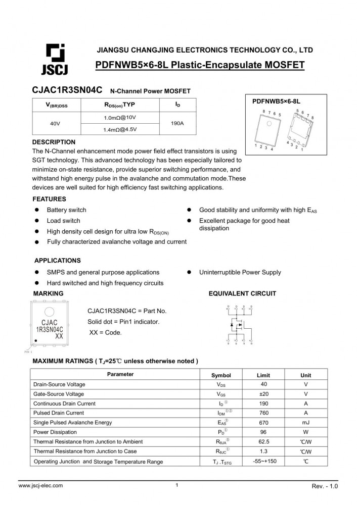 CJAC1R3SN04C datasheet page 1