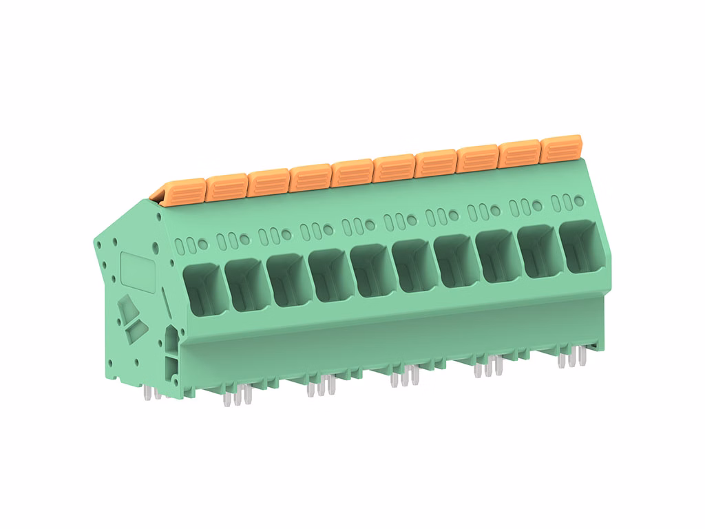 10.00mm Pitch Lever Activated Fixed Mount PCB Terminal Block, 35° Wire Entry, Left Rear Terminal, 10 Circuits for sale