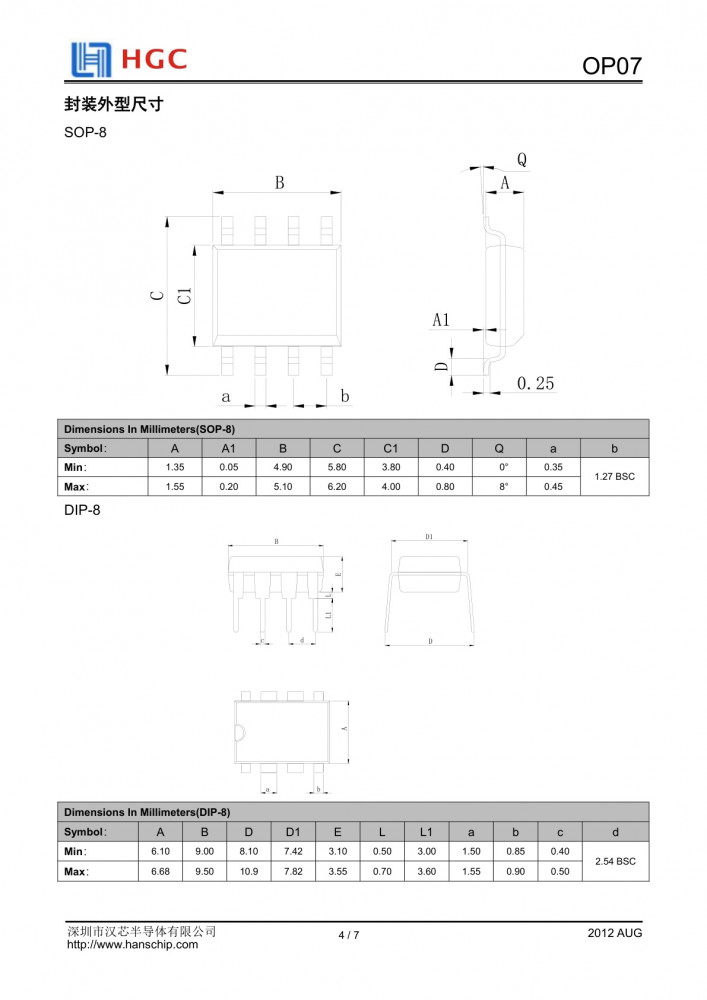 OP07EDRG datasheet page 4