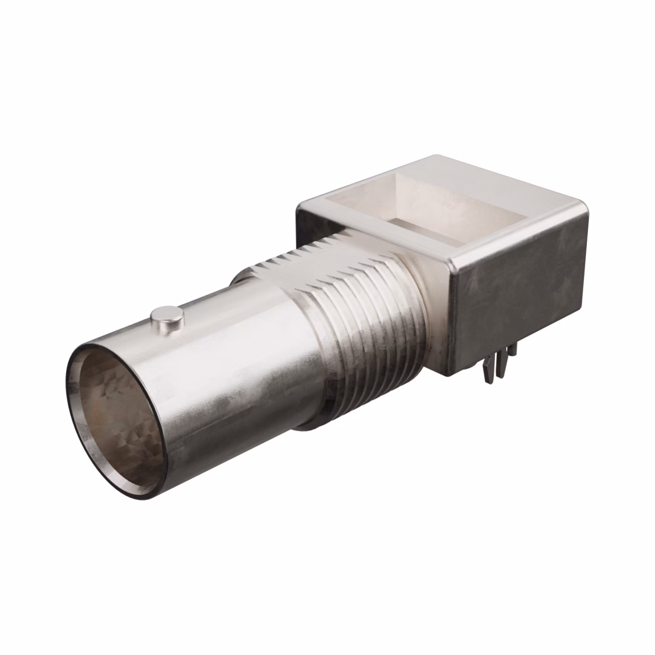 BNC Jack, Right-Angle, Bulkhead Receptacle, PCB, Die Cast Body, Bright Tin (Sn) Plated, Low Profile, Housing Height 8.69mm, Nut and Lockwasher Not Included, Tray, 75 Ohms for sale