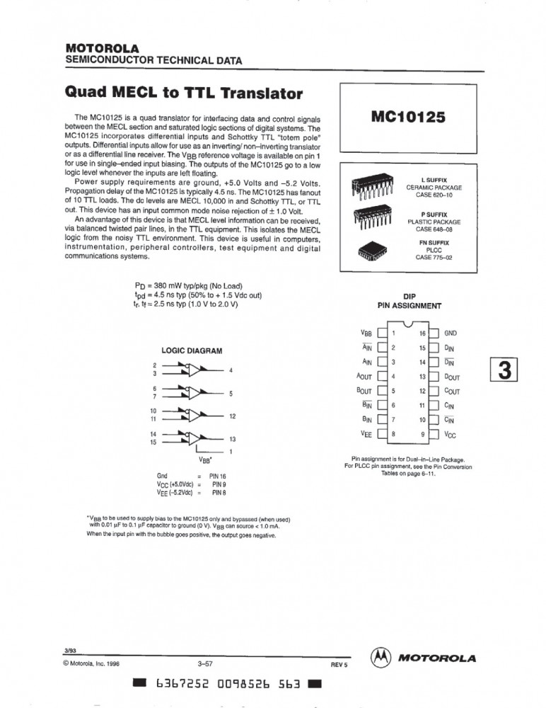 MC10125L datasheet page 2
