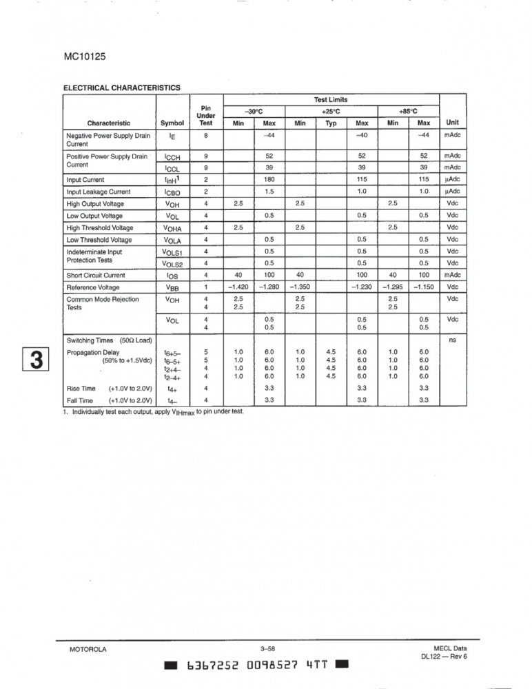 MC10125L datasheet page 3
