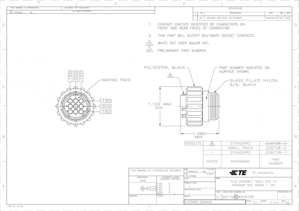 TE Connectivity 206708-1 technical drawing preview