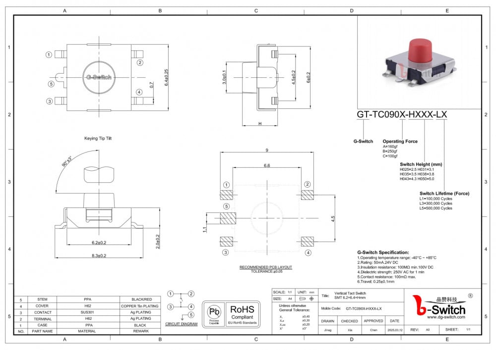 GT-TC090A-H050-L5 technical document page