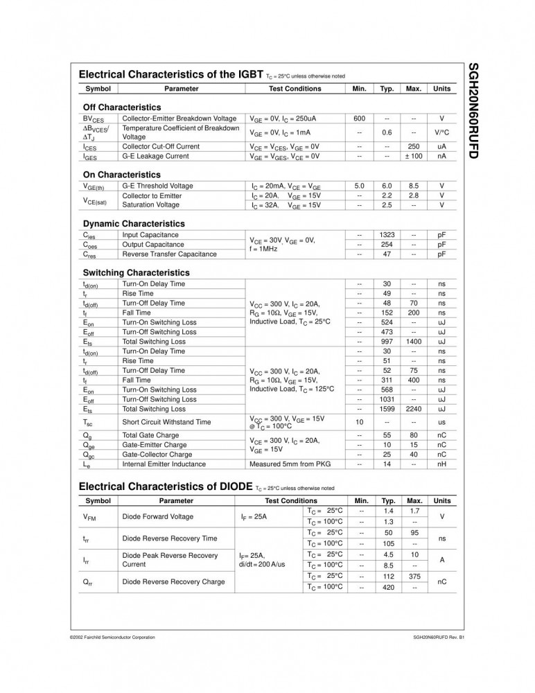 SGH20N60RUFDTU datasheet page 3