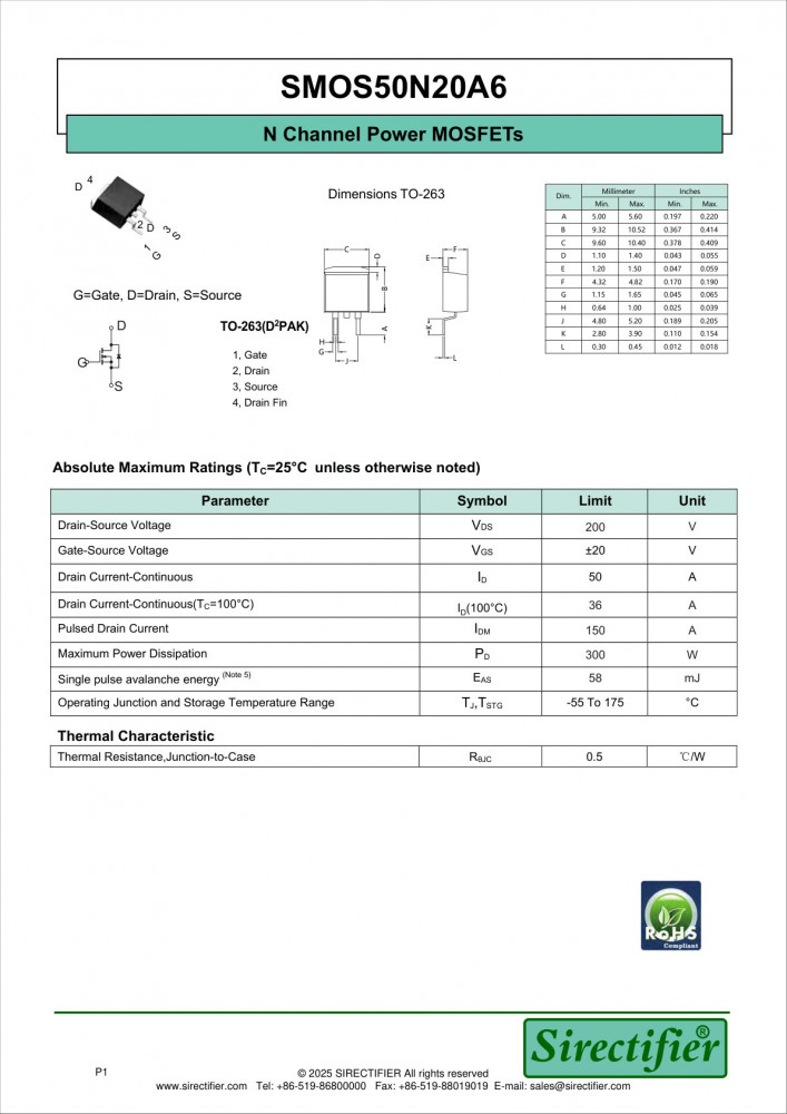 SMOS50N20A6 datasheet page 1