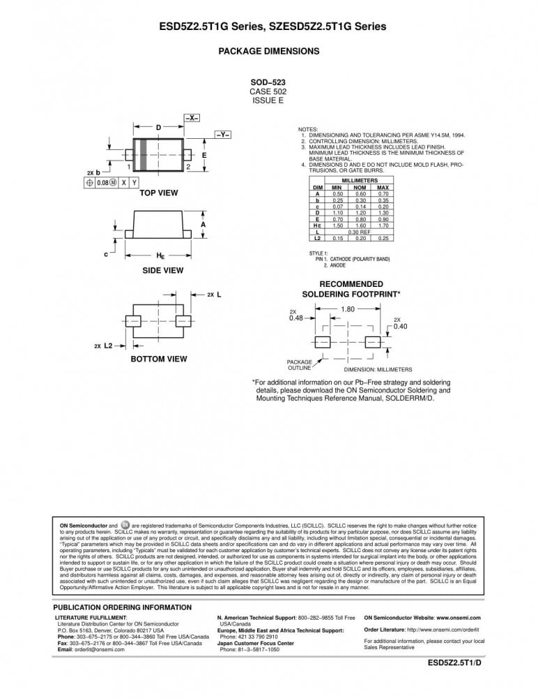 ESD5Z6.0T1G datasheet page 5