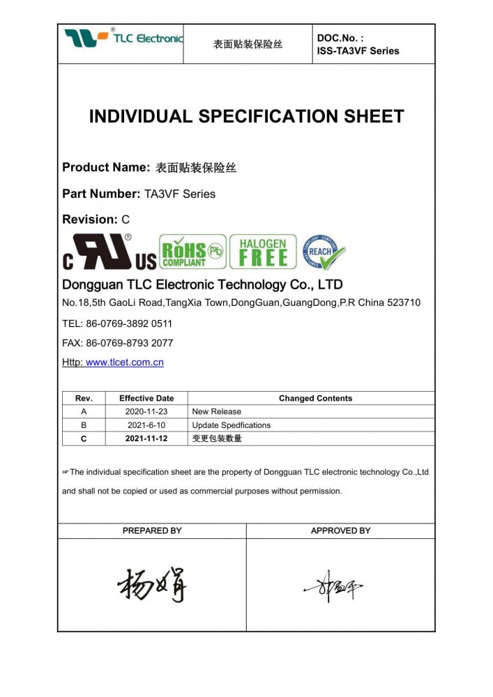 TA3VF2 datasheet page 1