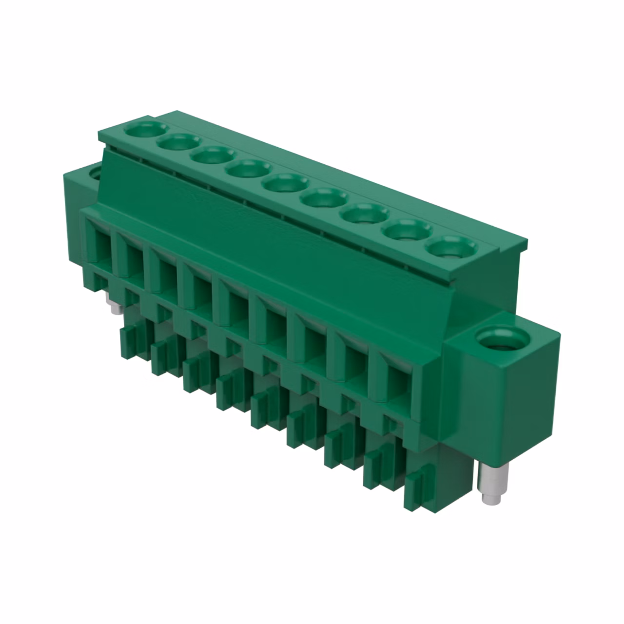 3.81mm Pitch Eurostyle Vertical Plug, with Retention Screws, Front Wire Entry, Green Housing, 9 Circuits for sale