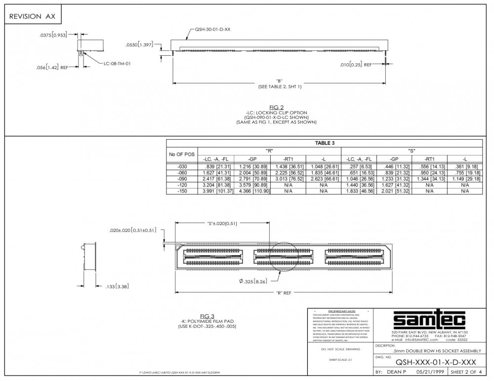 Samtec QTH drawing sheet 2
