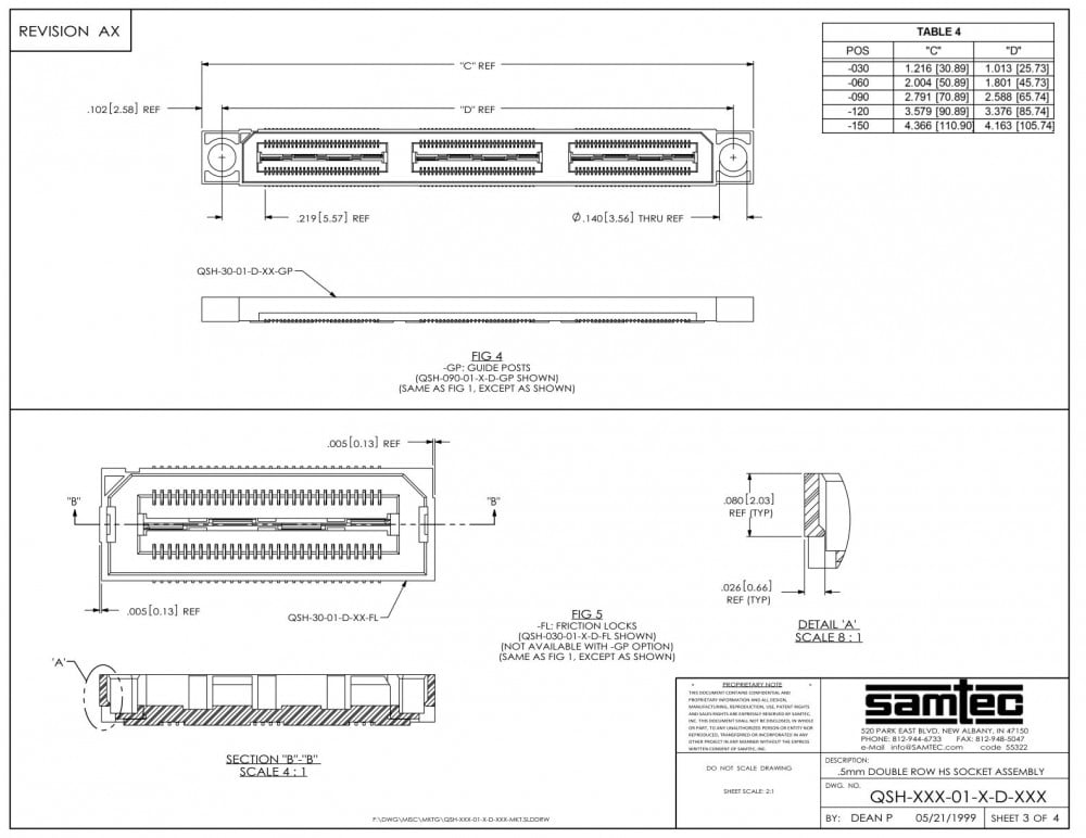 Samtec QTH drawing sheet 3