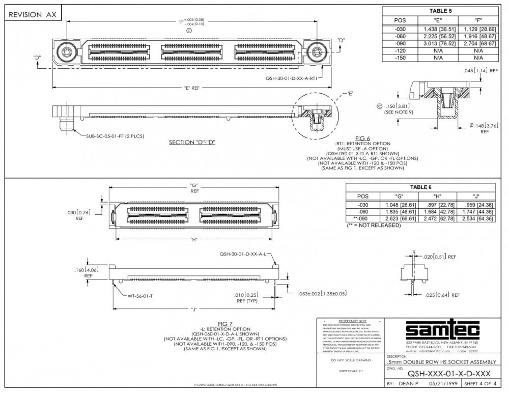 Samtec QTH drawing sheet 4