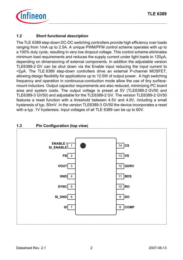 TLE6389-3GV50 datasheet page 2