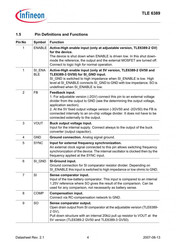 TLE6389-3GV50 datasheet page 4