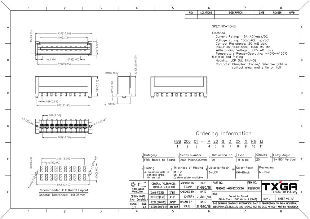 TXGA FBB20001-M20S3013K6M technical document preview