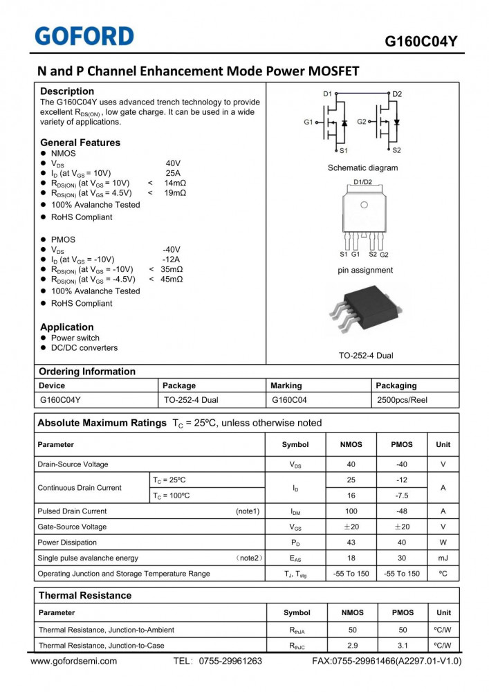 G160C04Y datasheet page 1
