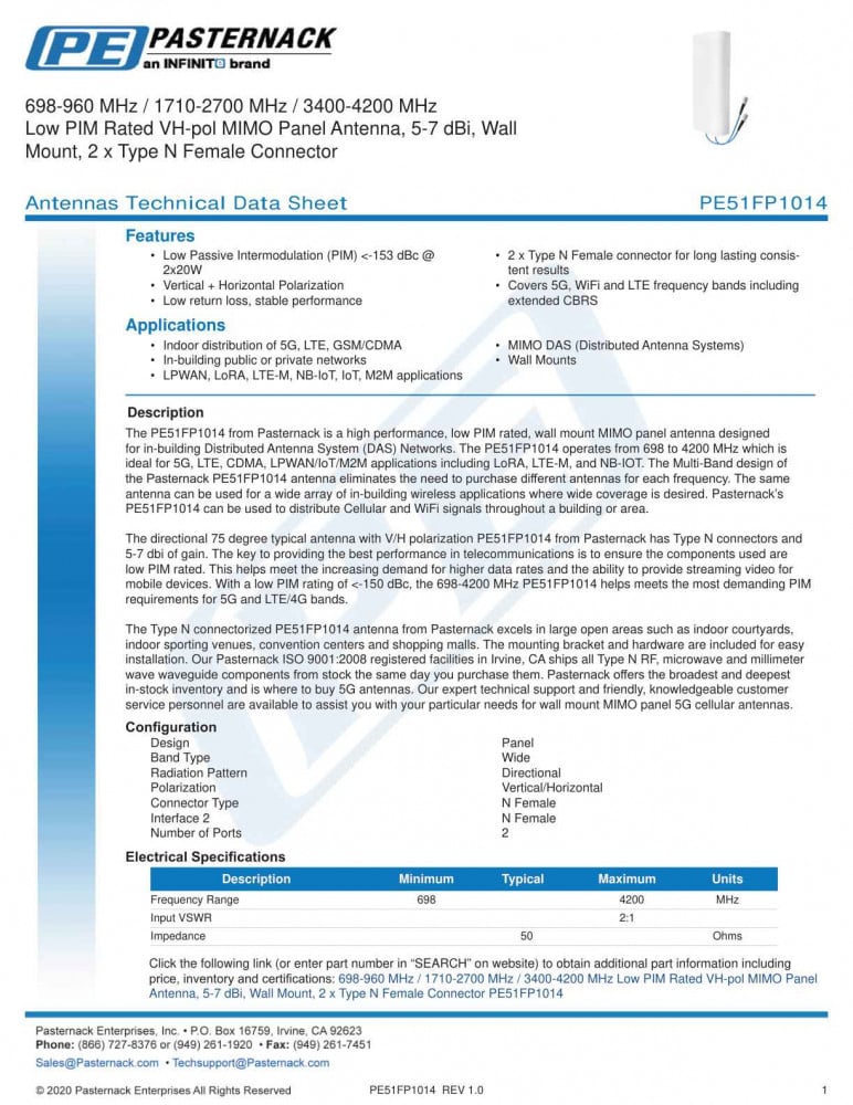 PE51FP1014 technical document page 1