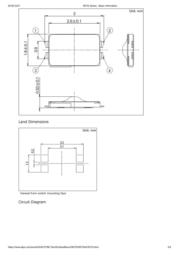 SKTAACE010 land dimensions