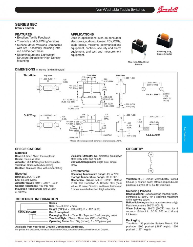 Grayhill Series 95C technical document page