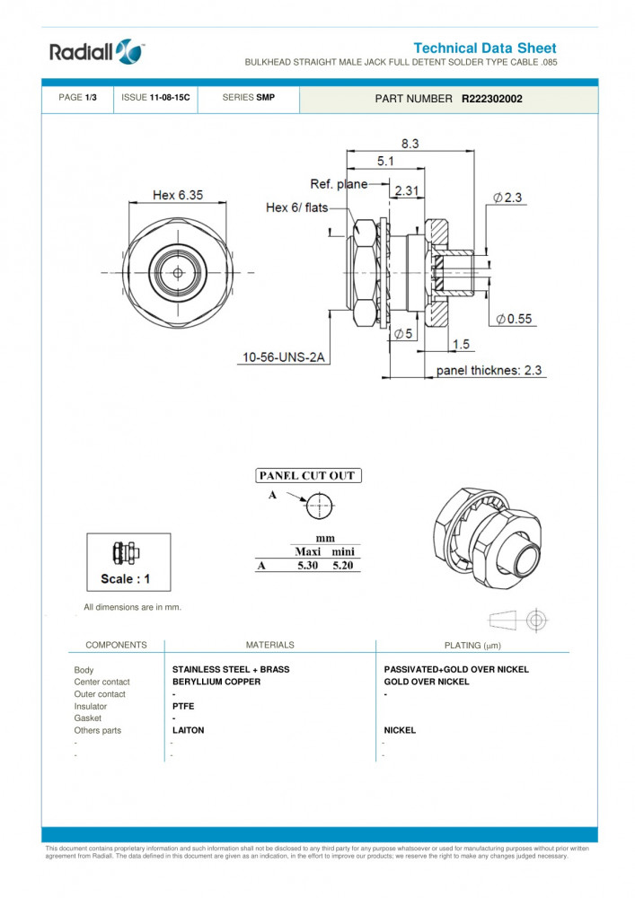 Radiall R222302002 product documentation, page 1