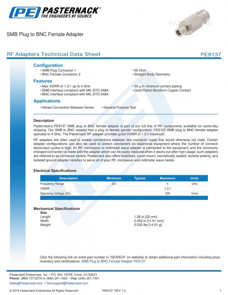 PE9137 technical document page 1
