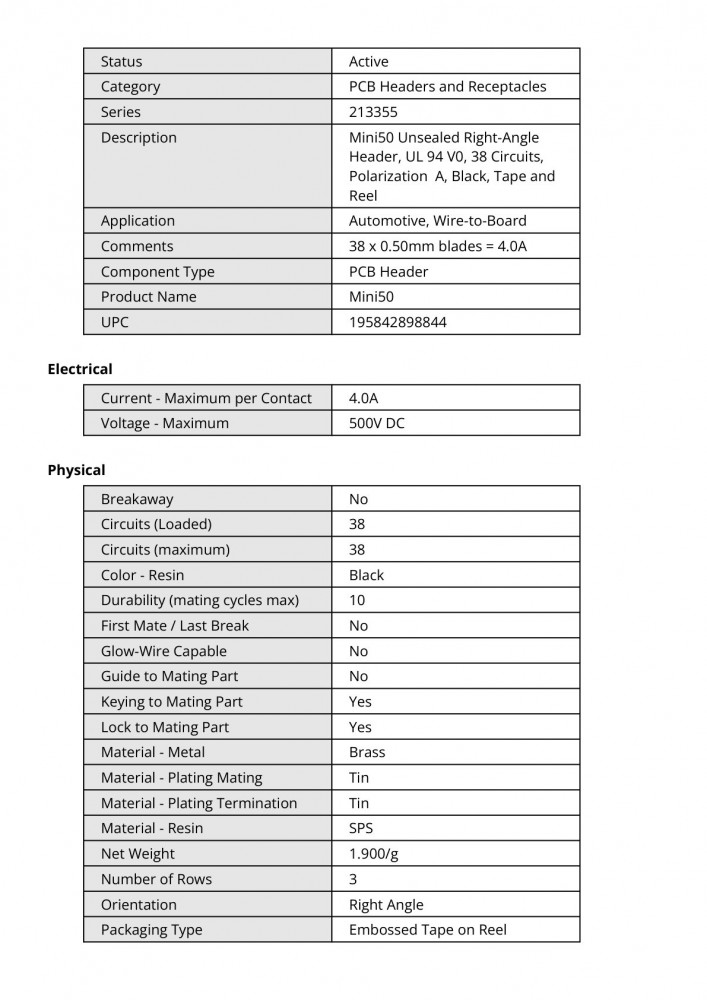 Technical document image 2 for MOLEX 2133558383