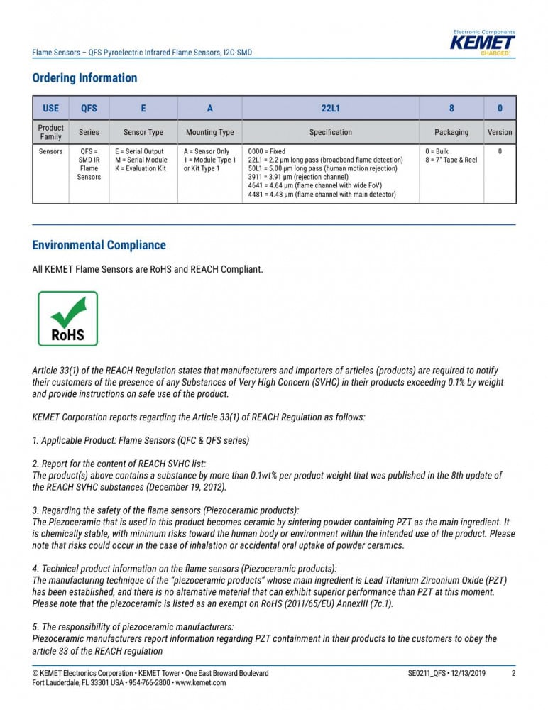 KEMET QFS datasheet page 2